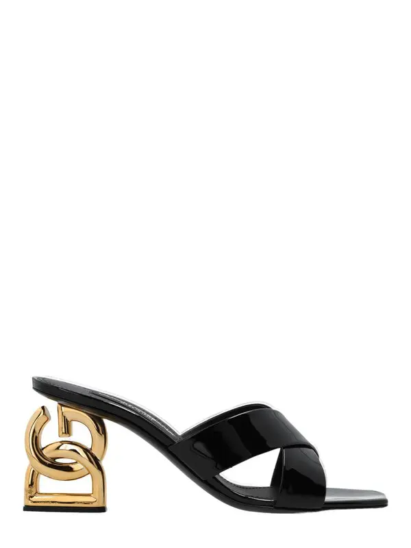 Dolce & Gabbana Logo-shaped Heeled Mules - Black