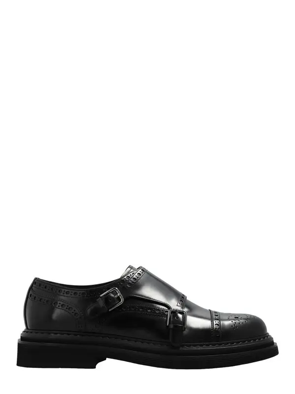Dolce & Gabbana Leather Oxford Monk Strap Shoes - Black