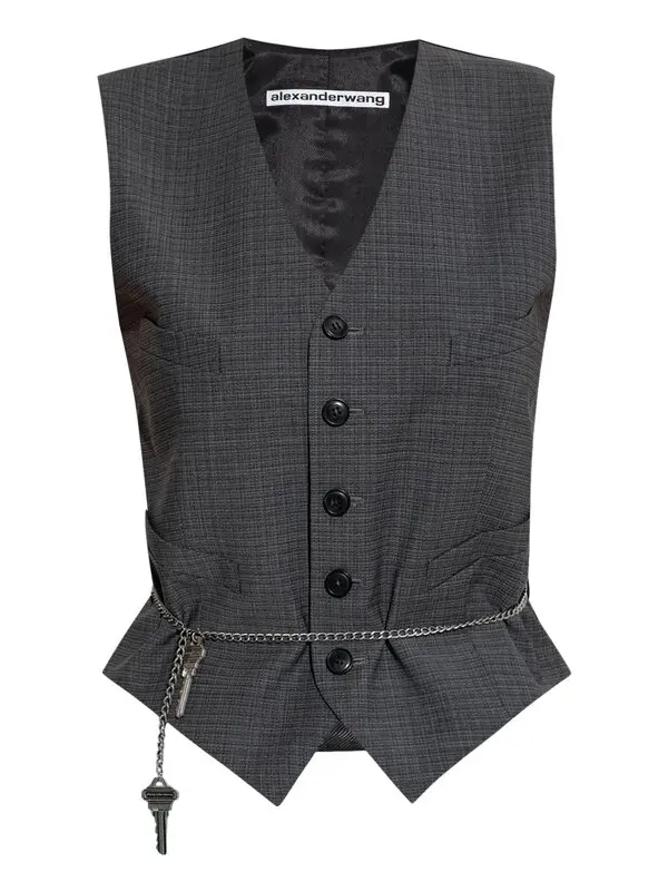Alexander Wang Wool Vest With Chain Detail - Grey