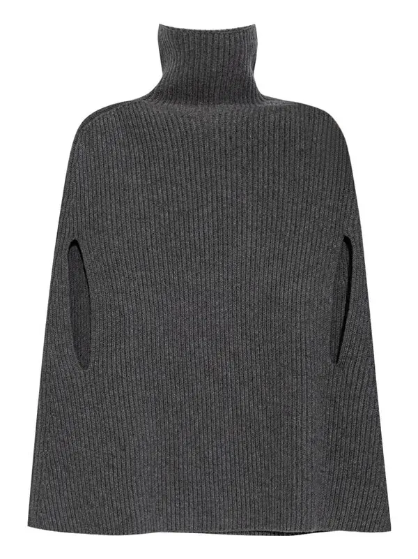 JIL SANDER Wool Poncho-inspired Sweater - Grey