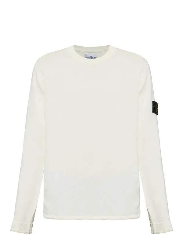 Stone Island Logo Cotton Sweater - Cream