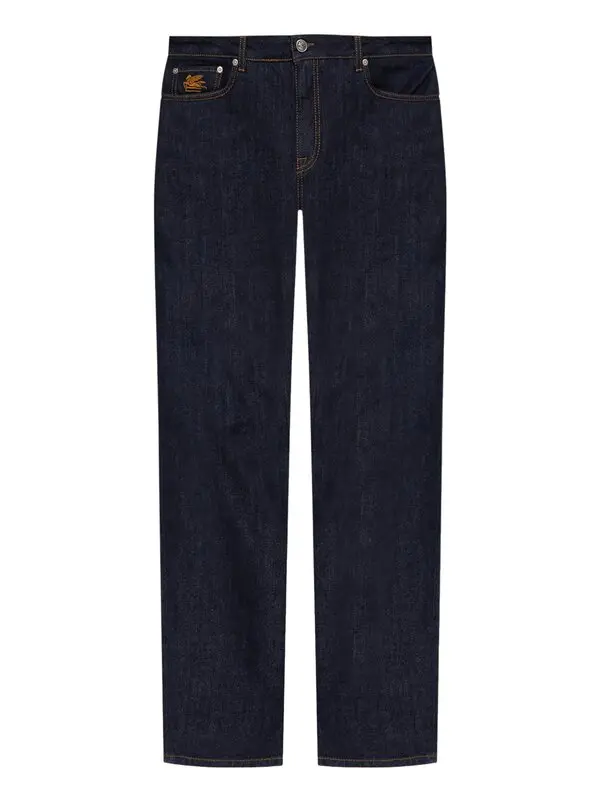 Etro Jeans With Embroidered Logo - Navy Blue