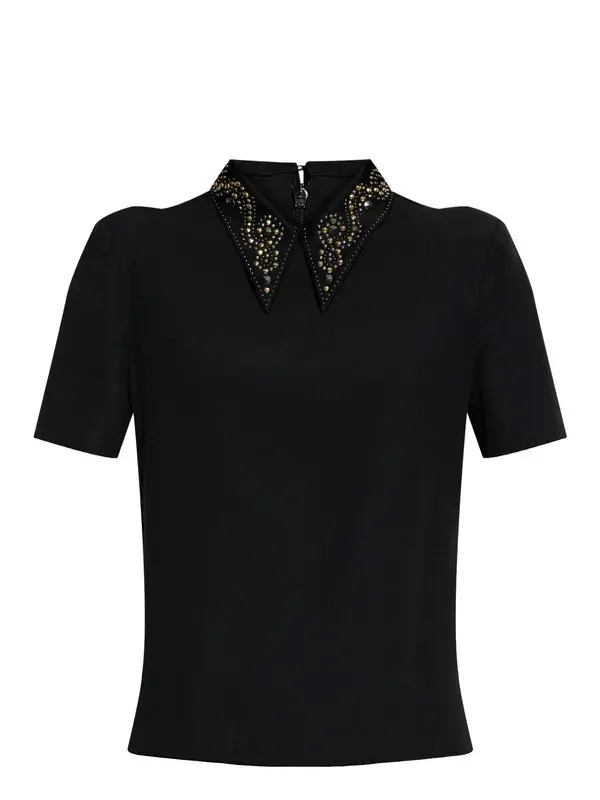 Versace Top With Embellished Collar - Black