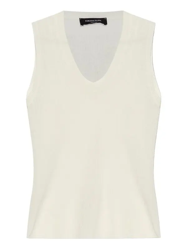 Fabiana Filippi Ribbed Sleeveless Top - Cream