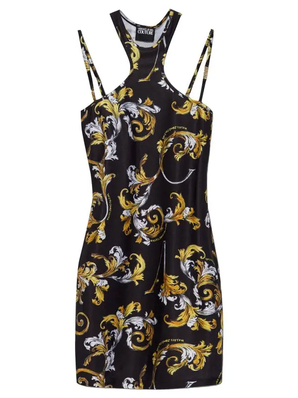 Versace Barocco Print Mini Dress - Black
