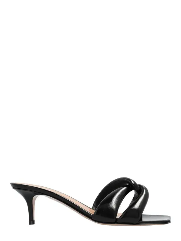 GIANVITO ROSSI Leather Heeled Mules - Black