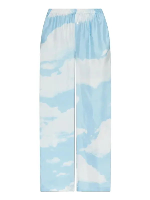 Moschino Silk Wide-leg Trousers - Blue