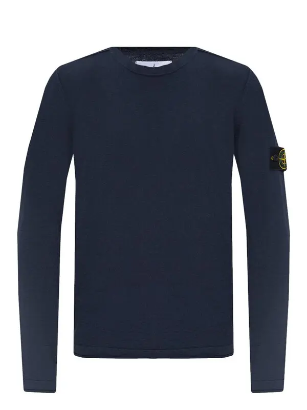 Stone Island Sweater With Logo Patch - Navy Blue