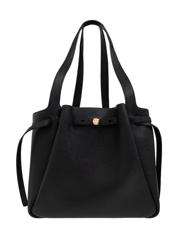 Tory Burch Large Pebbled Leather Tote Bag - Black