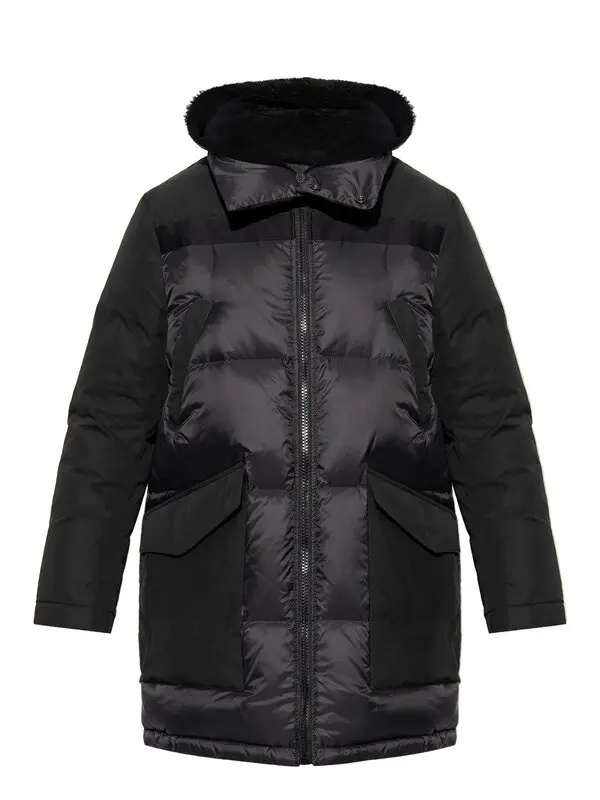 YVES SALOMON Down Jacket With Detachable Lamb Fur Lining - Black