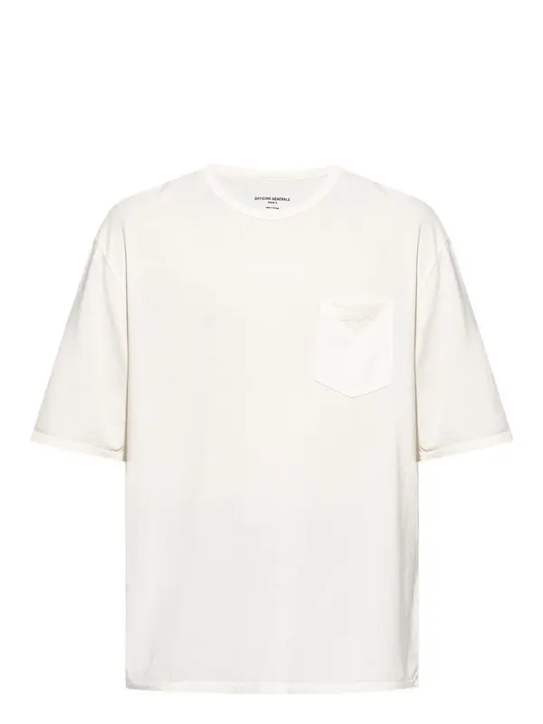 Officine Générale T-shirt With Pocket ‘benny - Cream