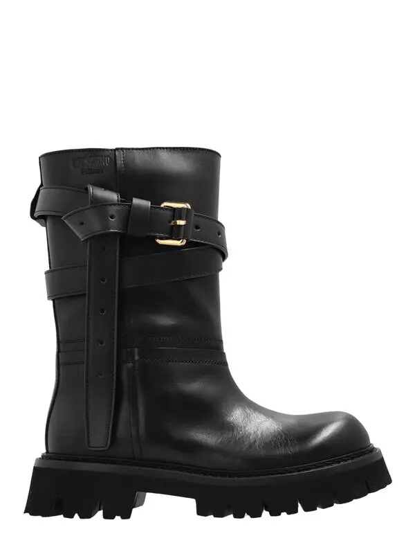 Moschino Leather Ankle Boots - Black