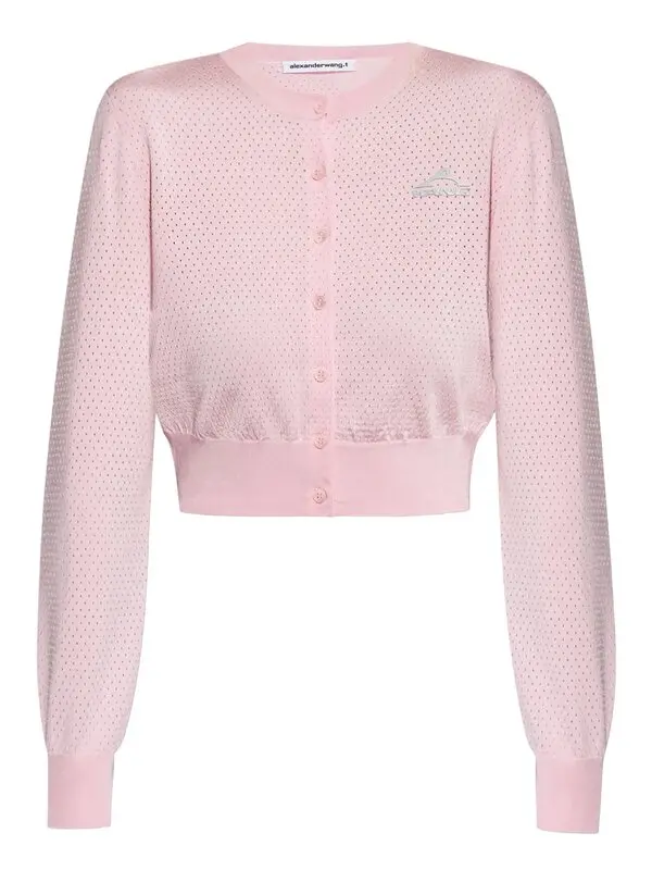 Alexander Wang Logo Printed Fitted Cardigan - Pink
