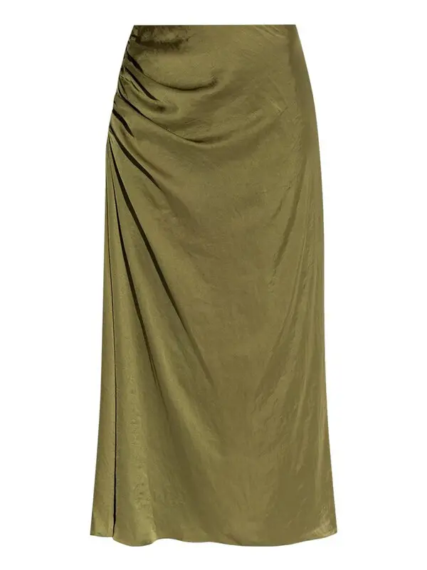 Theory Satin-finished Midi Skirt - Green