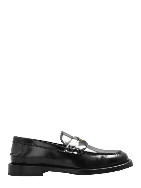 Moschino Loafers In Patent Leather With Golden Applique - Black