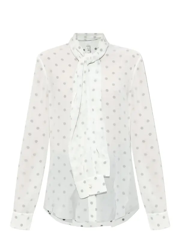 Acne Studios Polka Dot Shirt With Tie-neck Collar - White
