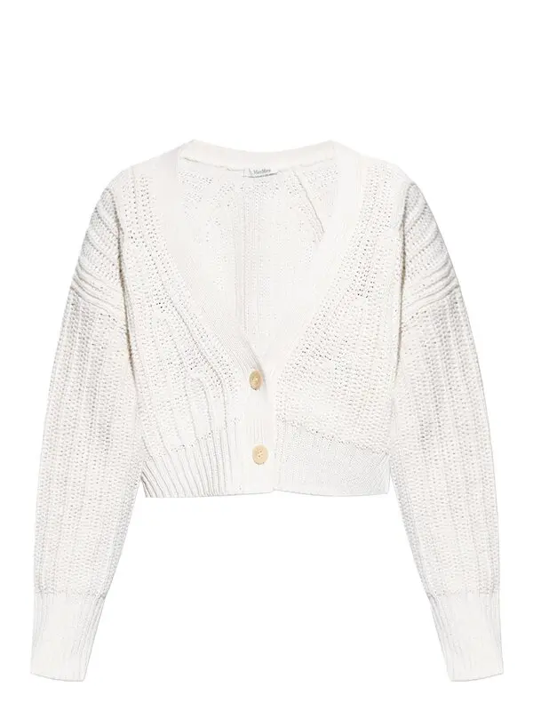 Max Mara Stelvio Linen-cotton Knit Cardigan - White