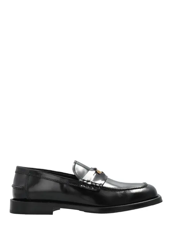 Moschino Calf Leather Loafers With Lion Medallion - Black