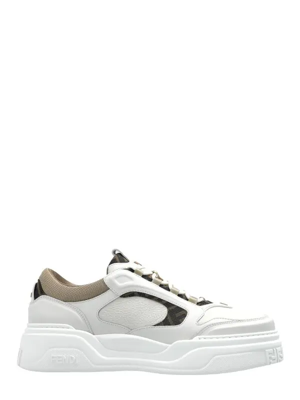 Fendi Force Leather And Textile Sneakers - White