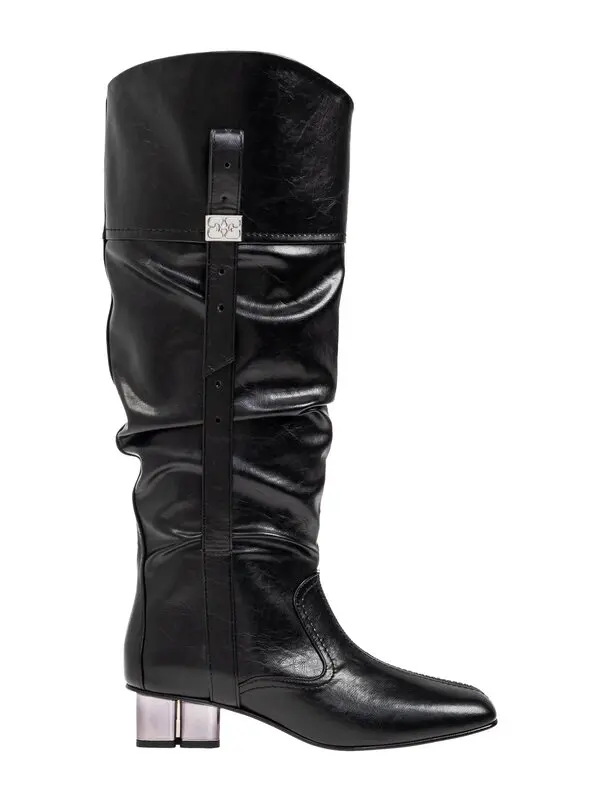 GANNI Slouchy Heeled Boots - Black
