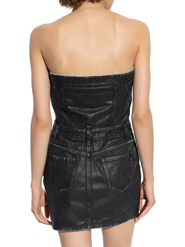 Dsquared2 Strapless Denim Mini Dress - Black