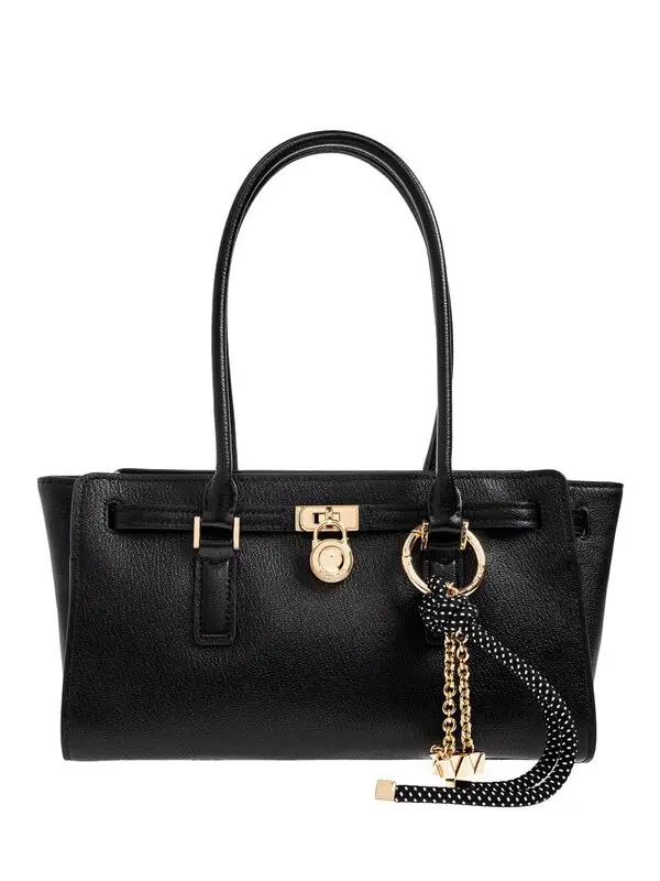 Michael Kors Leather Shoulder Bag With Turn-lock Closure - Black