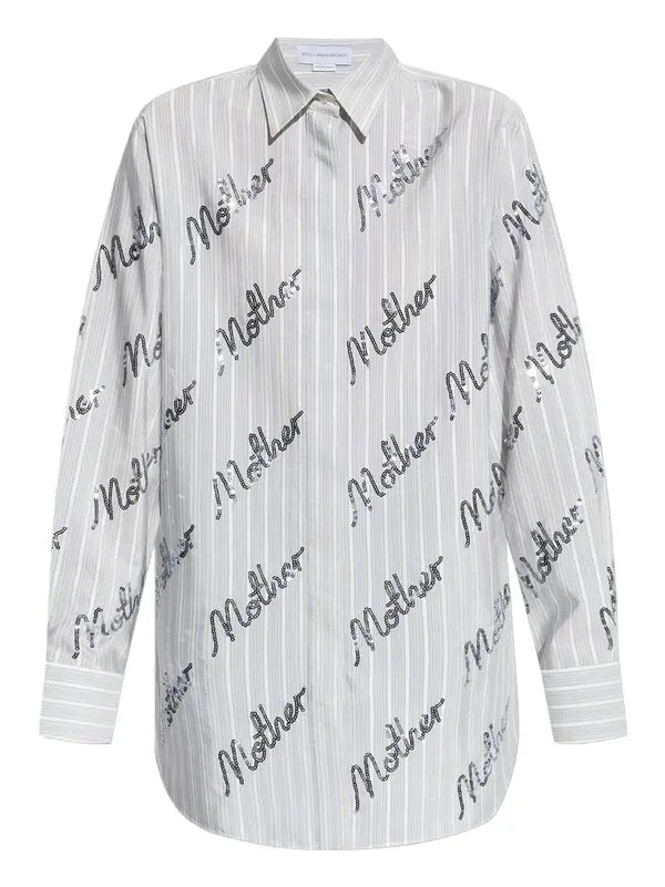 Stella McCartney Sequin-embellished "mother" Inscription Shirt - Light Blue