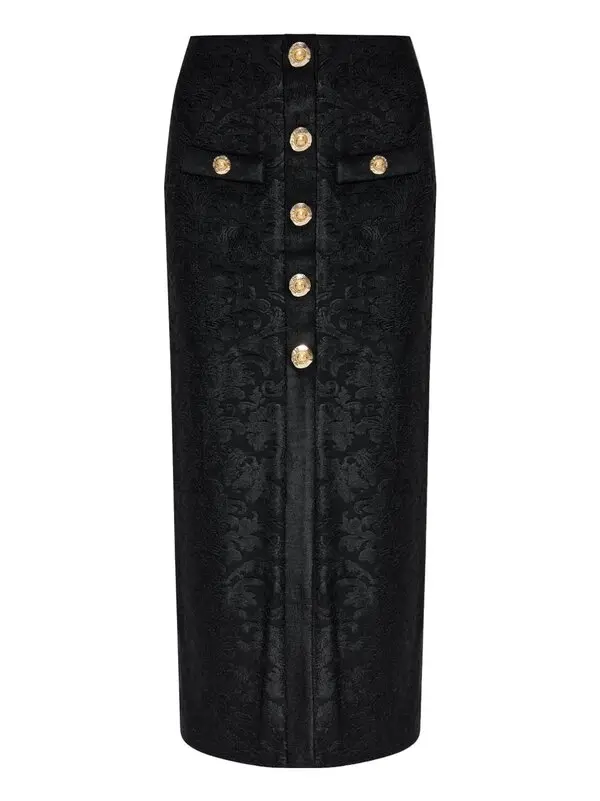 Balmain Skirt With Decorative Buttons - Black