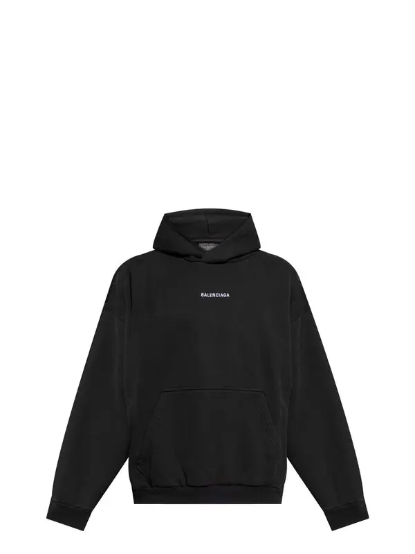Balenciaga Hooded Cotton Sweatshirt - Black