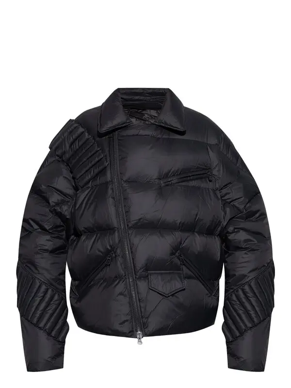 RAXXY Quilted Down Jacket With Asymmetrical Zipper - Black