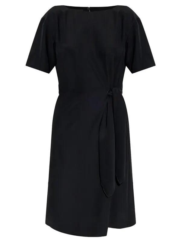 Emporio Armani Midi Dress With Decorative Side Tie - Black