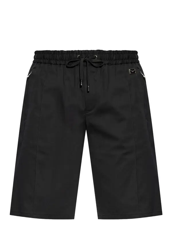 Dolce & Gabbana Cotton Shorts With Logo - Black