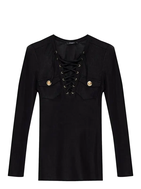 Balmain Ribbed Top - Black