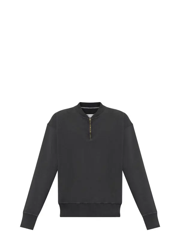 MAISON MARGIELA Cotton Sweatshirt With Golden Zipper - Grey