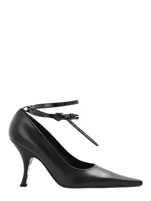 Moschino Leather Stilettos With Ankle Straps - Black