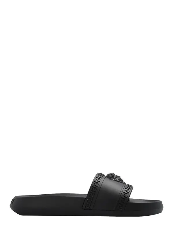 Versace Greca Rubber Slides - Black