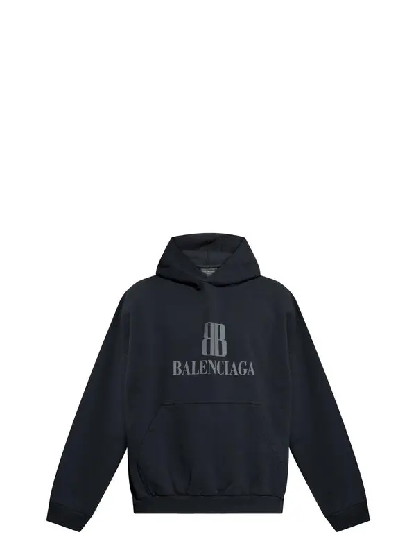 Balenciaga Logo Hoodie - Navy Blue