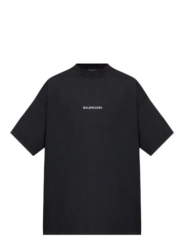 Balenciaga T-shirt With A Patch On The Sleeve - Black