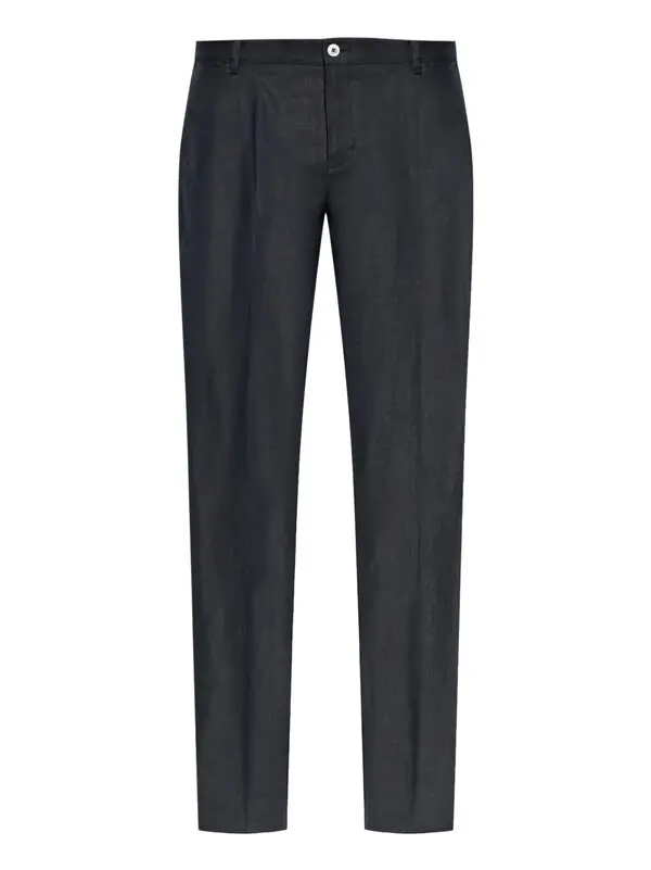 Dolce & Gabbana Linen Pleated Trousers - Navy Blue