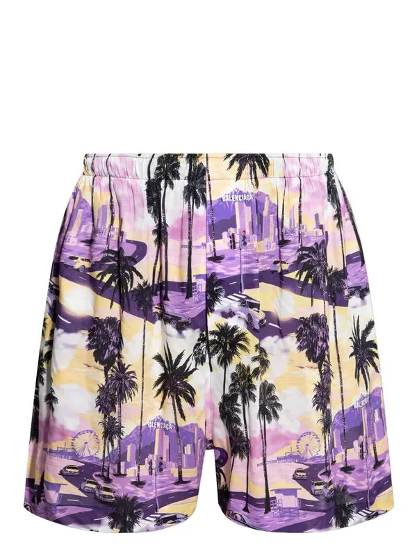 Balenciaga Printed Viscose Shorts - Multicolour