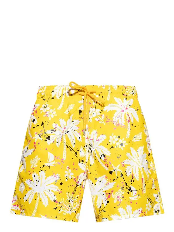 Palm Angels X Vilebrequin Tropical Print Swim Shorts - Yellow