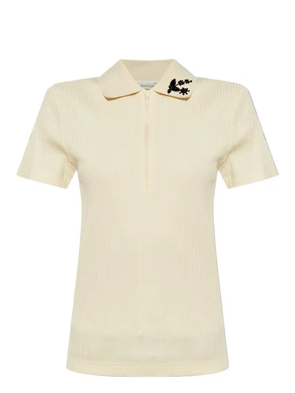 Moncler Polo With Applique - Cream