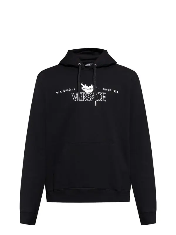 Versace Medusa Print Cotton Hoodie - Black