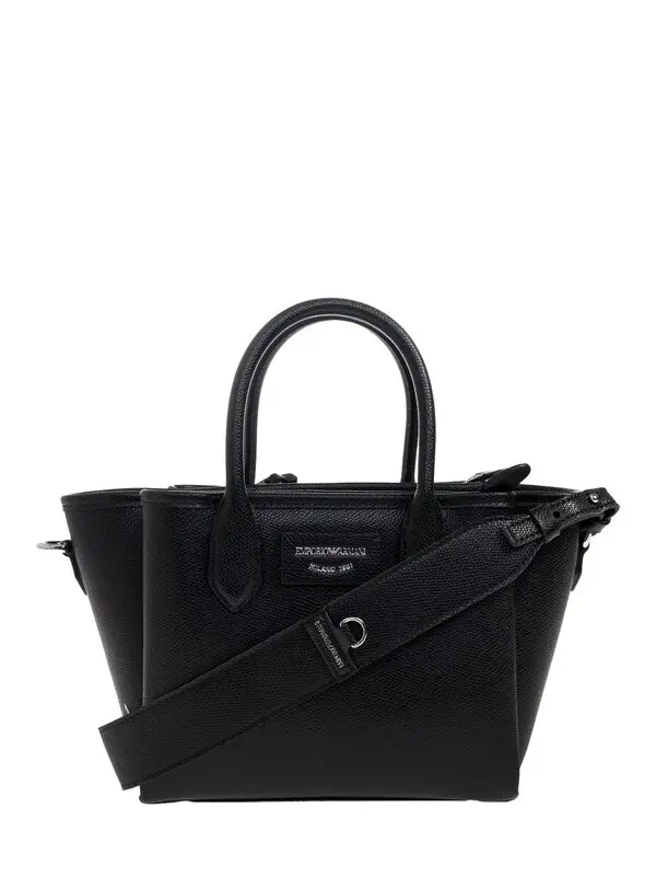 Emporio Armani Grained Calf Leather Handbag - Black