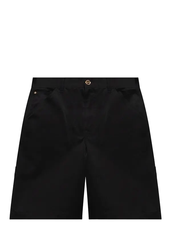 Versace Cotton Shorts With Gold Button Details - Black
