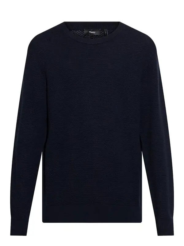 Theory Wool Crew Neck Sweater - Navy Blue