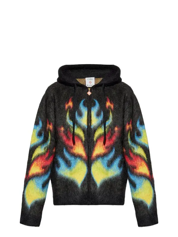 Casablanca Flame Motif Hoodie - Black
