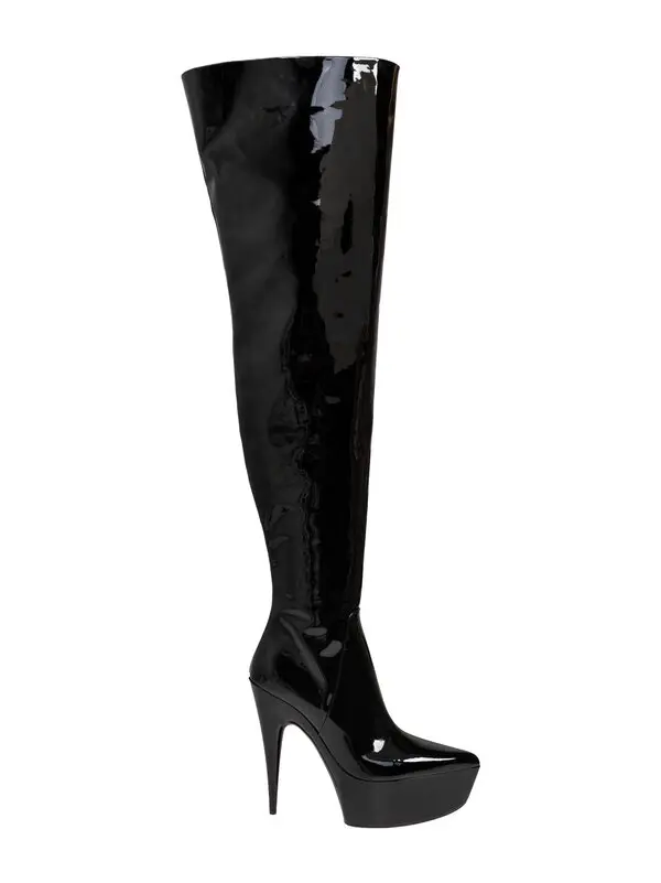 Balenciaga Patent Leather Over-the-knee Boots - Black