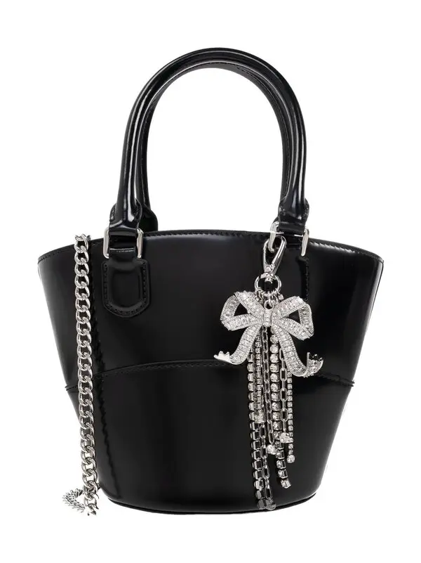 SELF-PORTRAIT Handbag With Bow Detail And Chain Strap - Black
