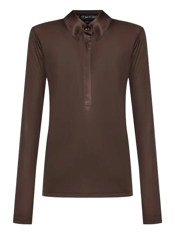 TOM FORD Transparent Silk Top - Brown